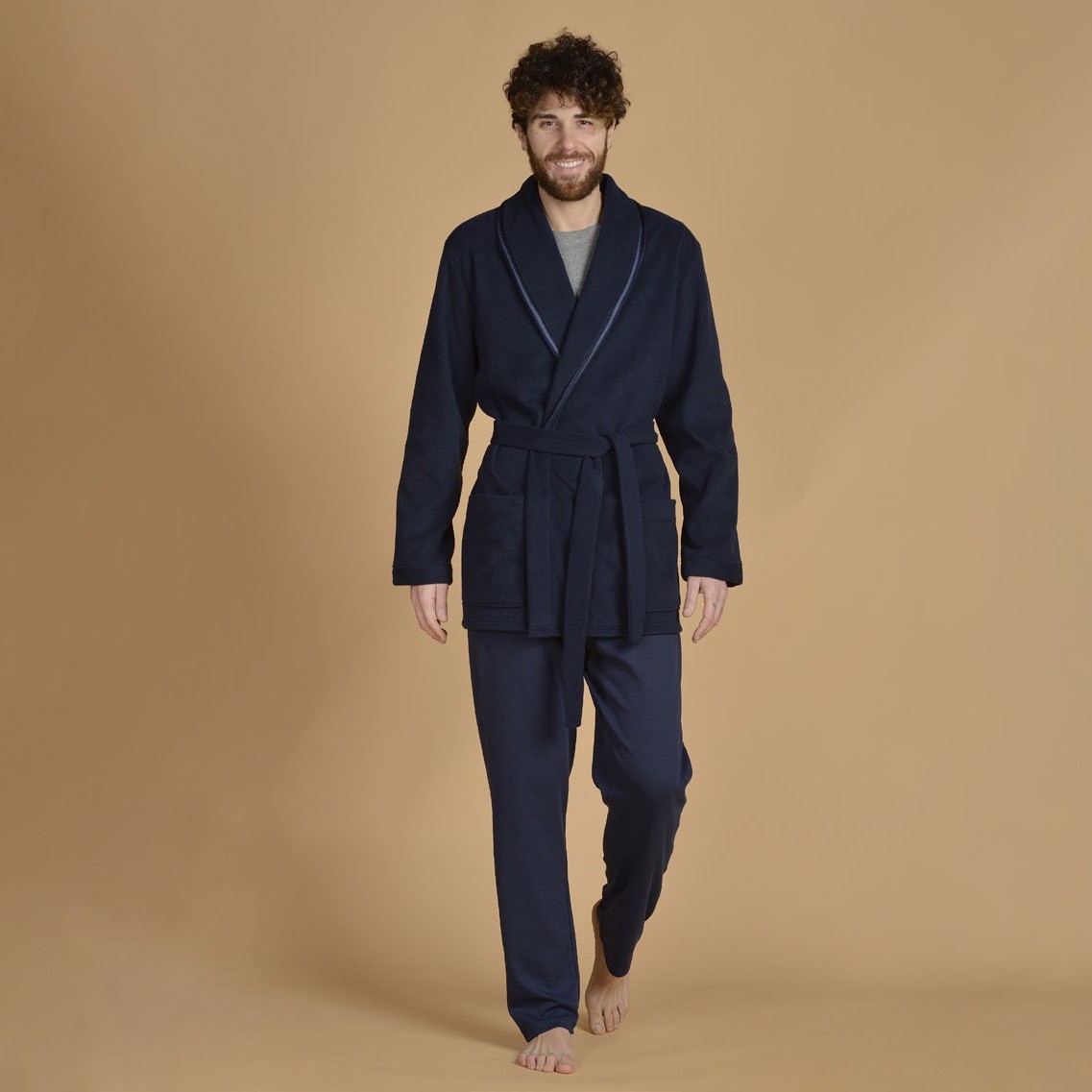 Giacca da camera uomo in pile Fascino 7242 blu | Intimorosa