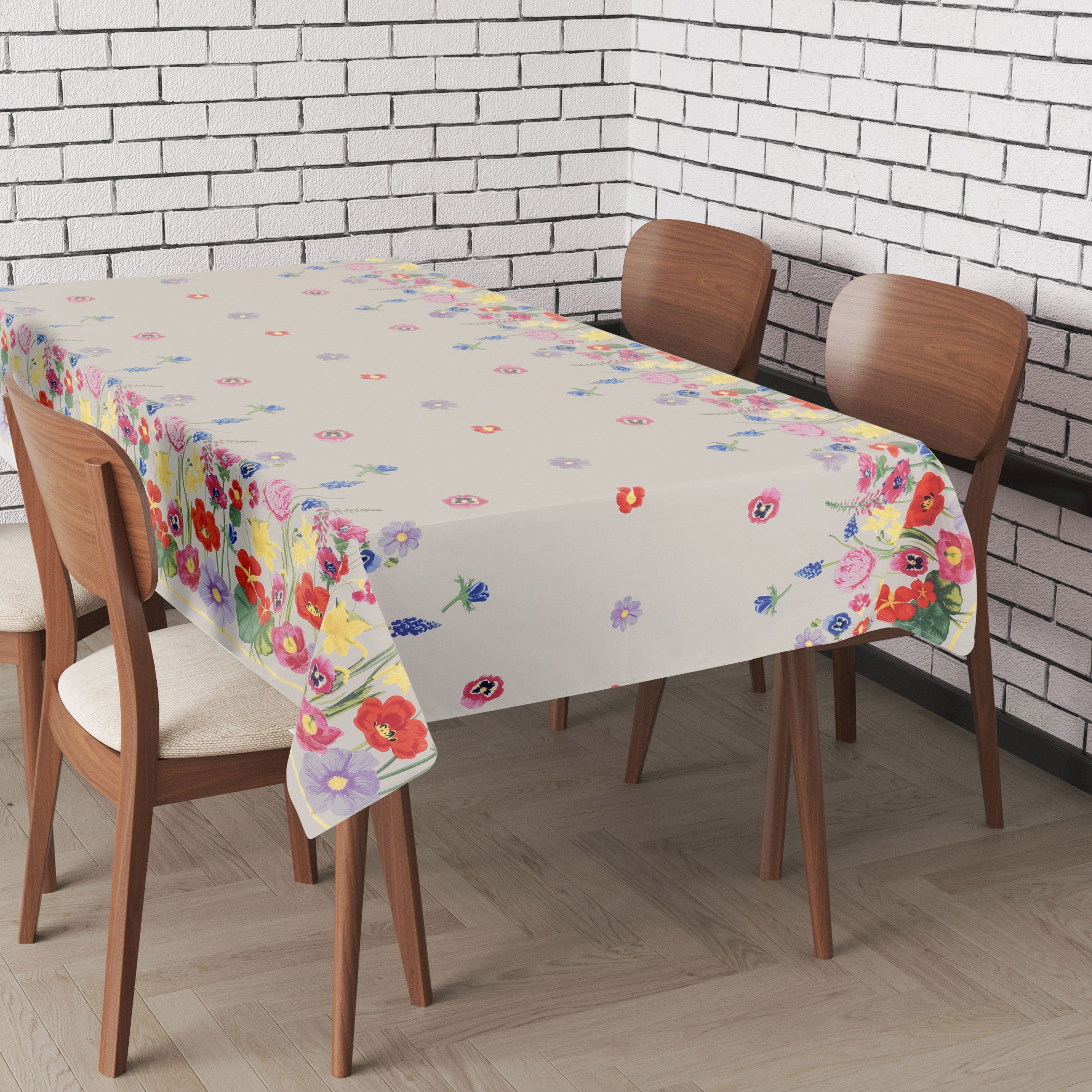 Tovaglia fantasia fiorata grigio Preziosa rasatello Thango | Intimorosa