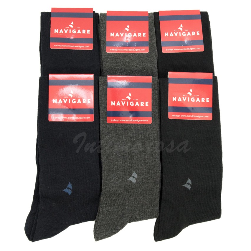 Calze uomo lunghe Navigare caldo cotone 6 paia assortito | Intimorosa