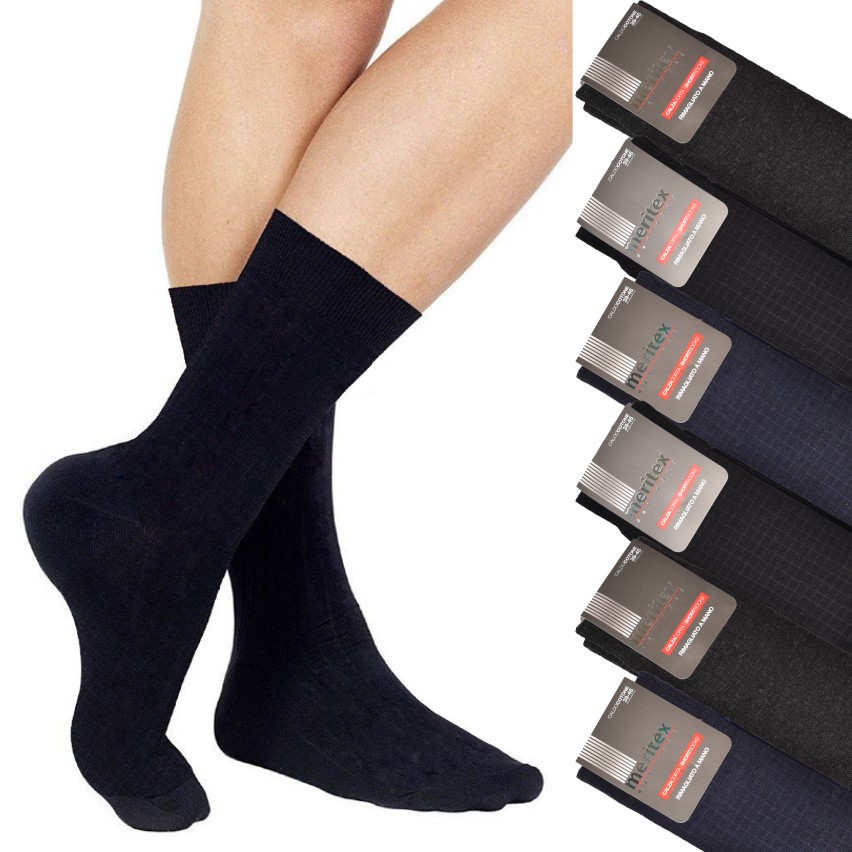 Calze uomo corte Meritex caldo cotone a fantasia 1211 6 paia | Intimorosa