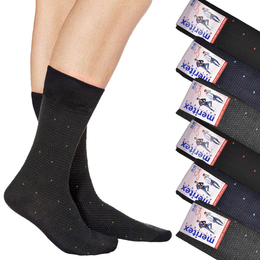 Calze uomo corte Meritex caldo cotone a fantasia 1713 6 paia | Intimorosa