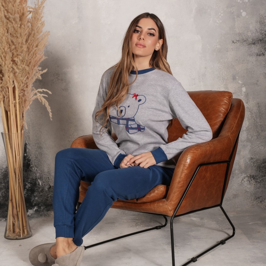 Pigiama donna invernale Biancaluna Kissimo 23D20005 caldo cotone