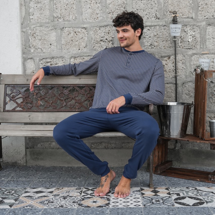 Pigiama uomo Biancaluna Kissimo 23U00009 invernale in caldo cotone