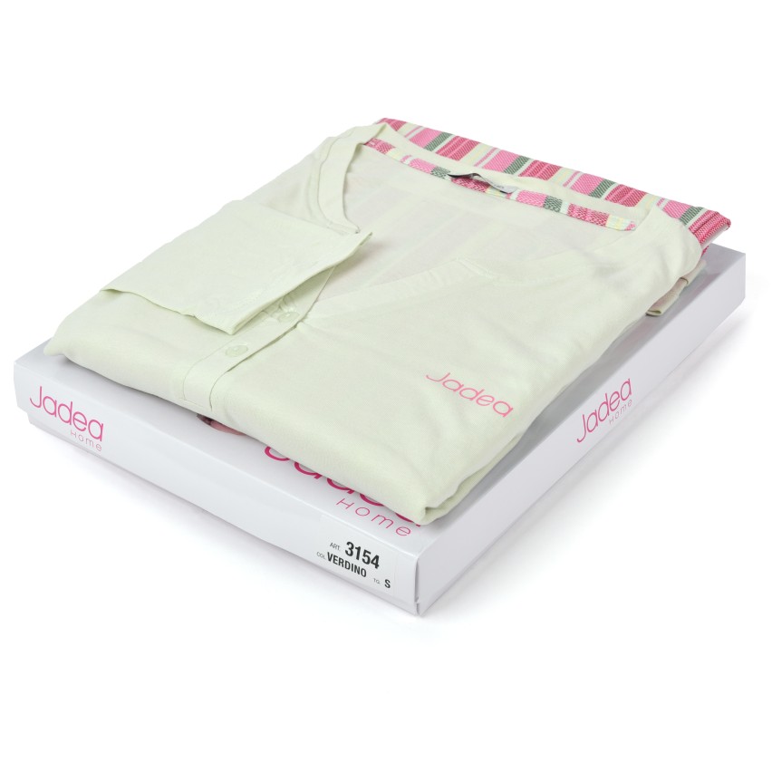 Pigiama donna Jadea 3154 cotone 100% verdino rigato | Intimorosa