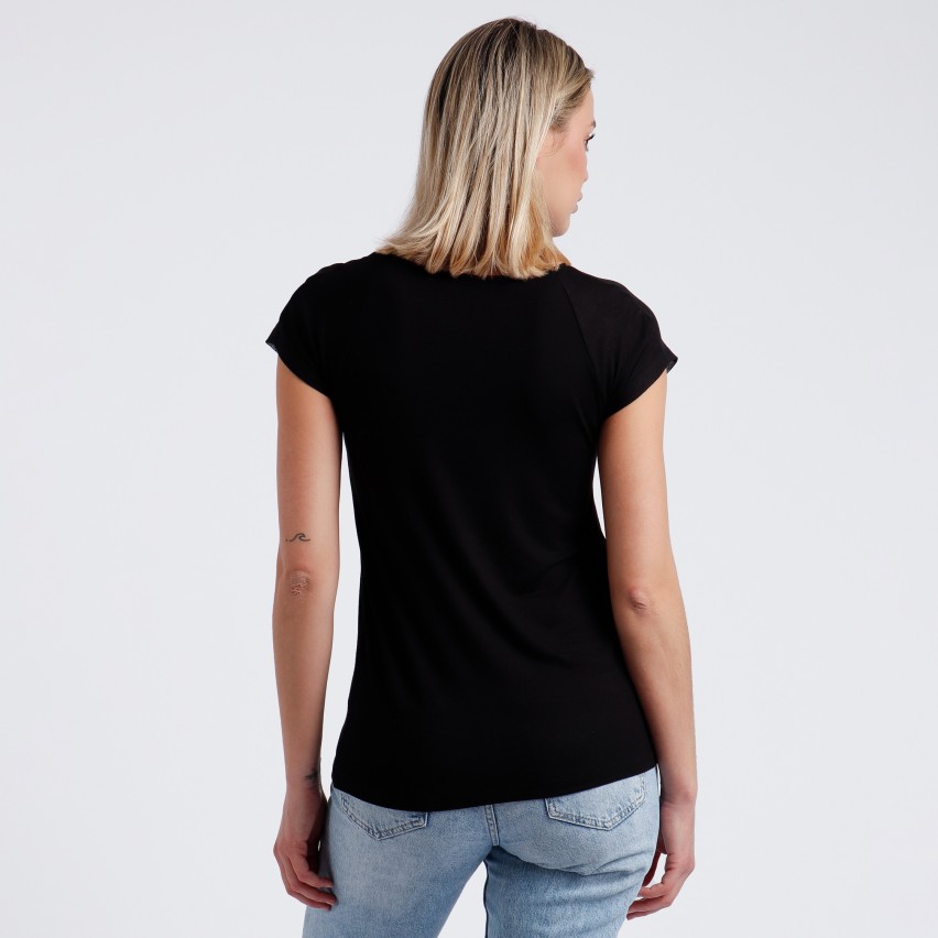Sottogiacca cotone donna Admas 43489 con pizzo e raso nero | Intimorosa