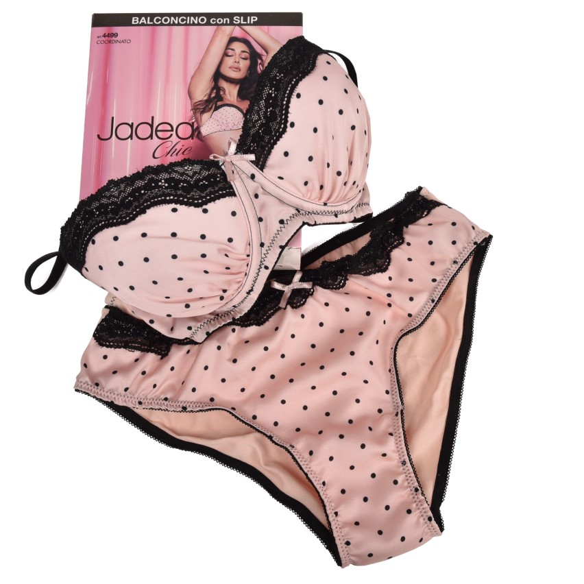 Coordinato Jadea 4499 balconcino + slip cotone pizzo a pois Pesco