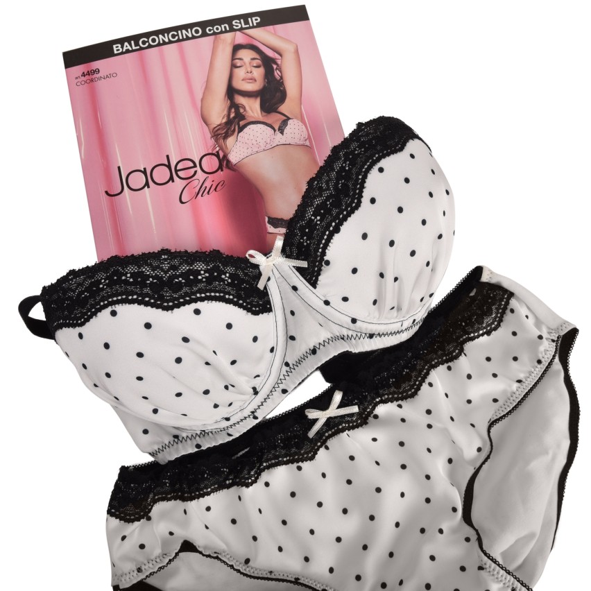 Coordinato Jadea 4499 balconcino + slip cotone pizzo a pois Seta