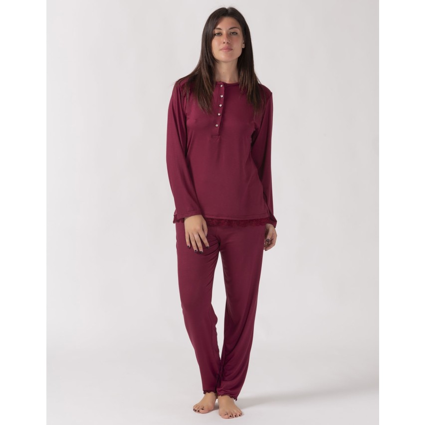 Pigiama donna Gary 500064 in viscosa inserti in pizzo | Intimorosa