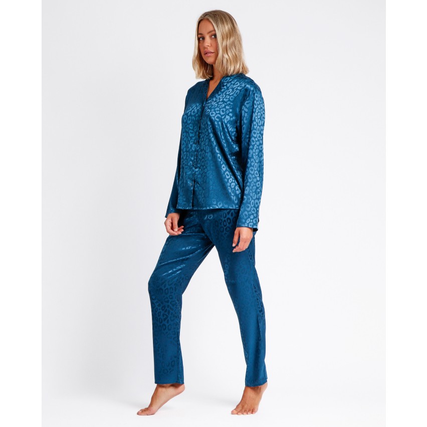 Pigiama donna chic elegante raso aperto Admas 56173 oceano | Intimorosa