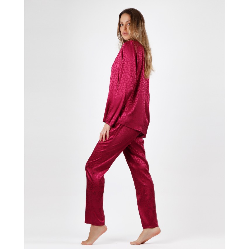 Pigiama donna chic elegante raso aperto Admas 56173 ciliegia | Intimorosa
