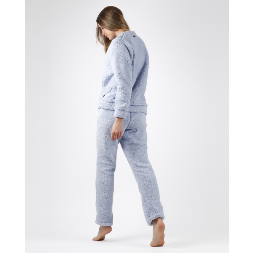 Pigiama donna Santoro Gorjuss 56605 pile sherpa celeste | Intimorosa