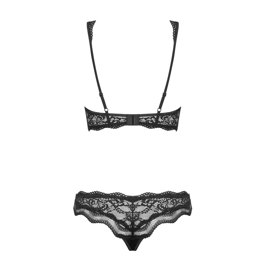 Completino intimo sexy perizoma + reggiseno Obsessive Luvae sexy pizzo nero 2 pz. | Intimorosa