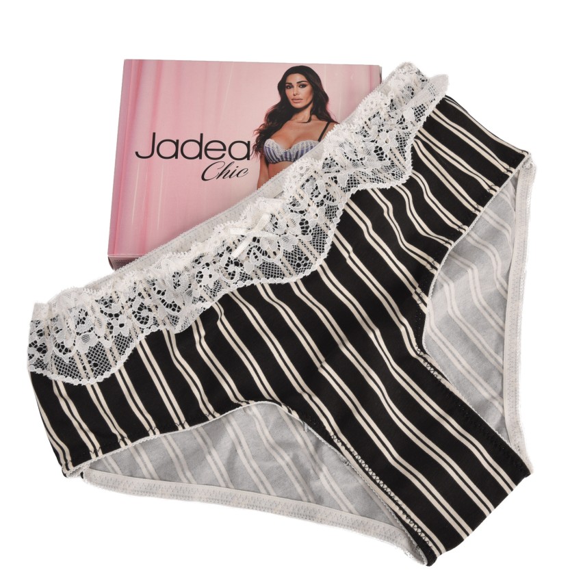 Slip midi Jadea 6323 nero + blu in cotone elasticizzato e pizzo 2 pz | Intimorosa