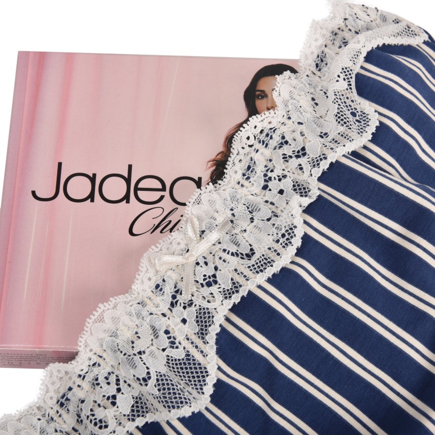 Slip midi Jadea 6323 nero + blu in cotone elasticizzato e pizzo 2 pz | Intimorosa