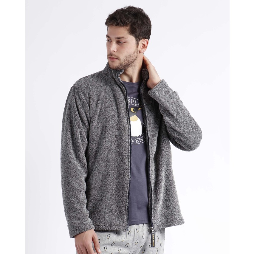Giacca uomo a collo alto in pile di coral Admas 67055