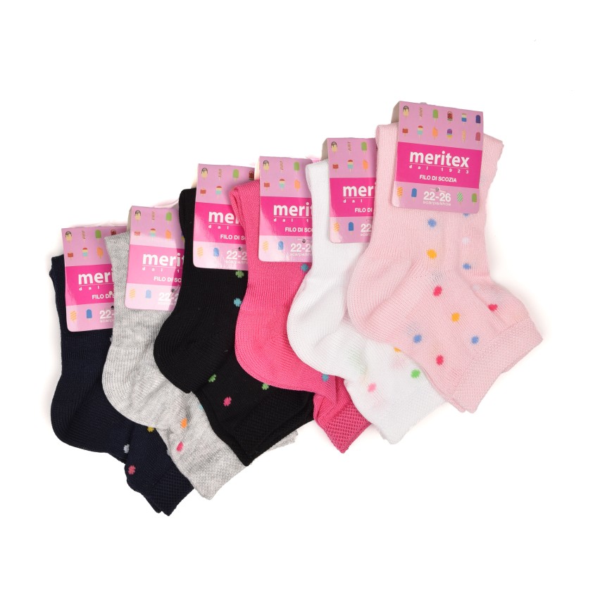 Calzini bambina cotone leggero filo di scozia Meritex 7584 - 6 paia ...