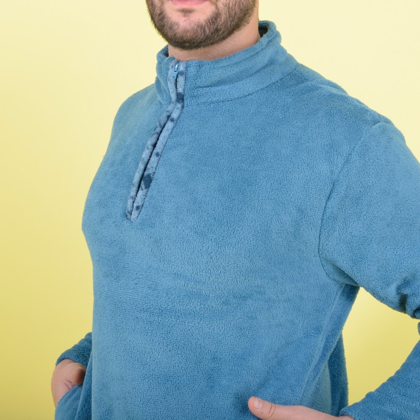 Pigiama uomo in coral invernale blu quadroni Karelpiù 3483 | Intimorosa