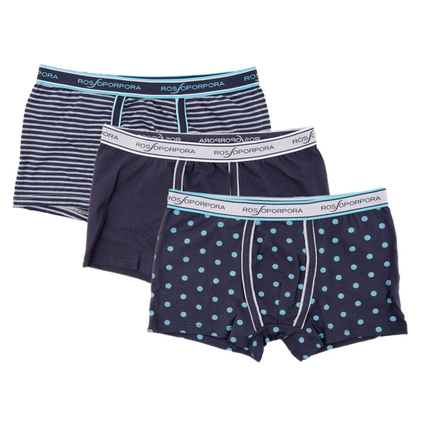Boxer uomo ragazzo Rossoporpora ub1444 assortito 3 pezzi | Intimorosa