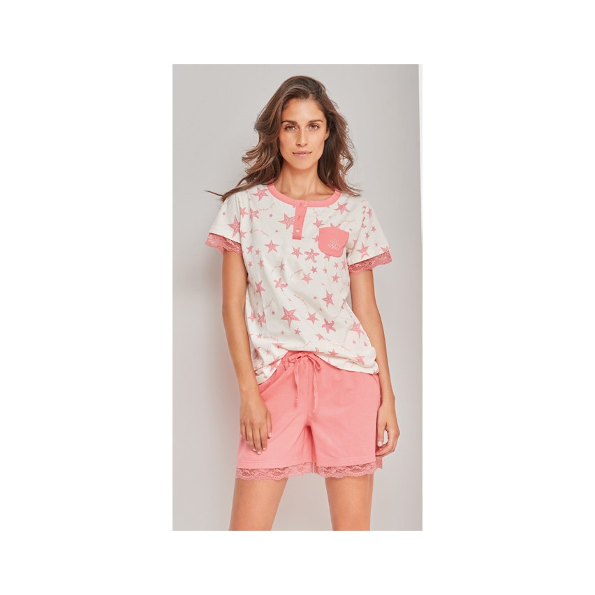 Pigiama Donna Laura Biagiotti 96373 corto stampato seta/pesca | Intimorosa