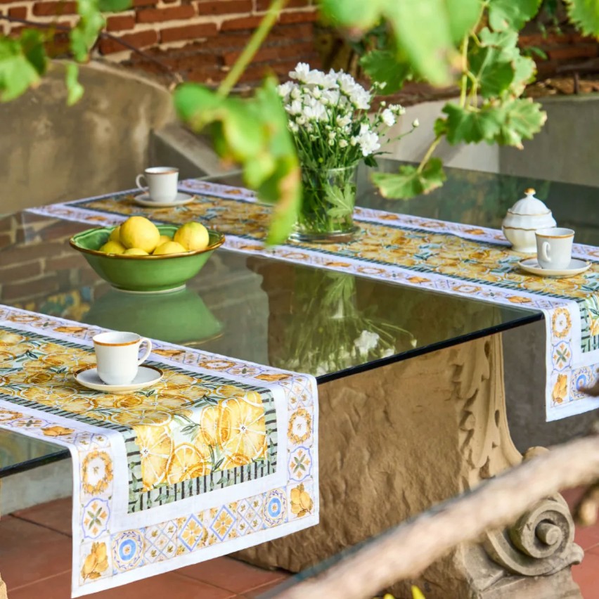 Runner tavolo in cotone dis. 12 Vingi 45x140