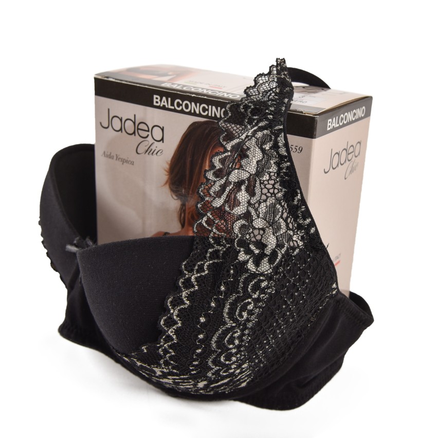 Reggiseno balconcino Jadea con ferretto in cotone con pizzo 4559