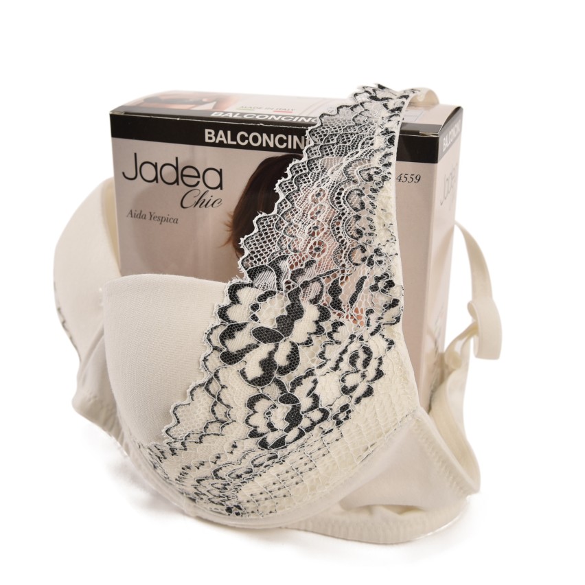 Reggiseno balconcino Jadea con ferretto in cotone con pizzo 4559