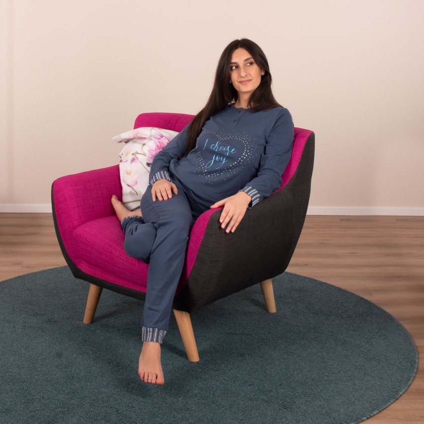 Pigiama donna Cotonella cotone interlock cuore strass DDC46 jeans ...