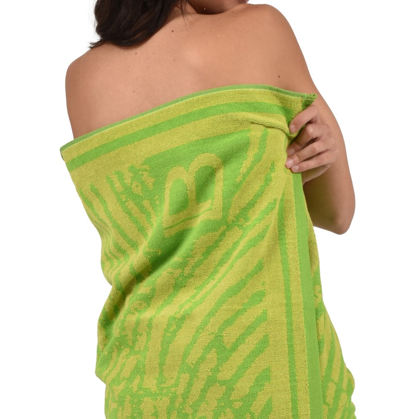 Telo mare Laura Biagiotti spugna jacquard "Shuri" verde 100% cotone | Intimorosa