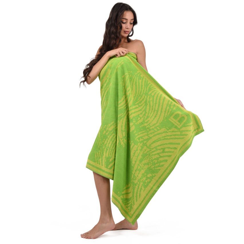 Telo mare Laura Biagiotti spugna jacquard "Shuri" verde 100% cotone | Intimorosa