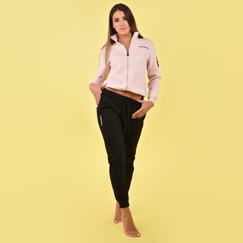 Tuta donna sportiva felpata a collo alto polsini Superga 22407 rosa ...