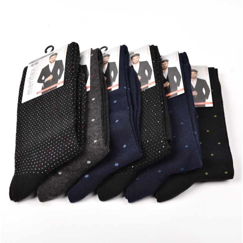 Calze uomo lunghe caldo cotone Meritex 1248 pois 6 paia | Intimorosa