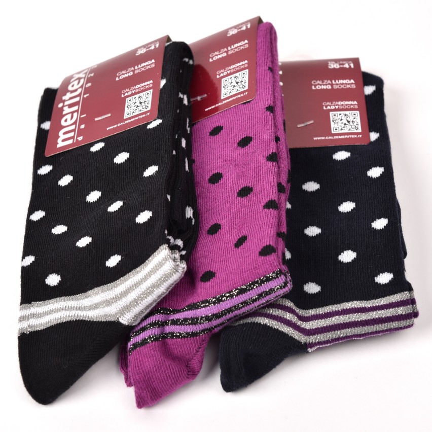 Calze lunghe gambaletto caldo cotone Meritex 6584B 3 paia | Intimorosa