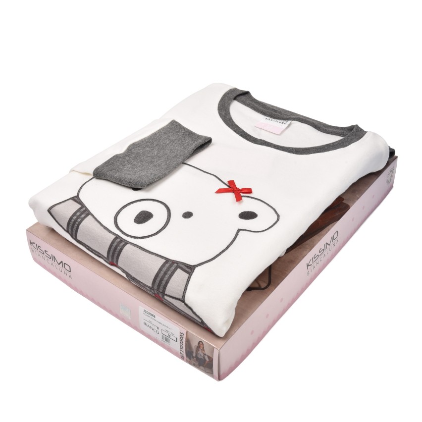 Pigiama donna invernale Biancaluna Kissimo 23D20005 caldo cotone