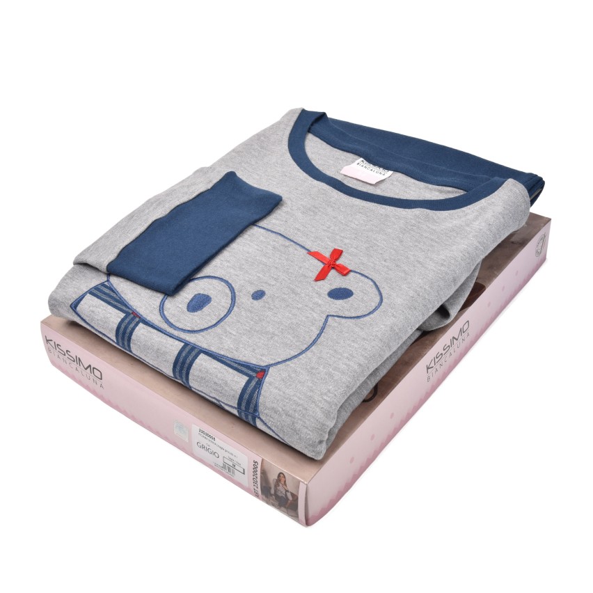 Pigiama donna invernale Biancaluna Kissimo 23D20005 caldo cotone