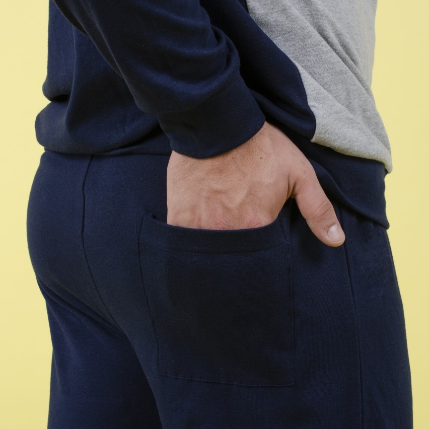 Pigiama uomo grigio blu interlock Navigare sportivo B2141339 | Intimorosa