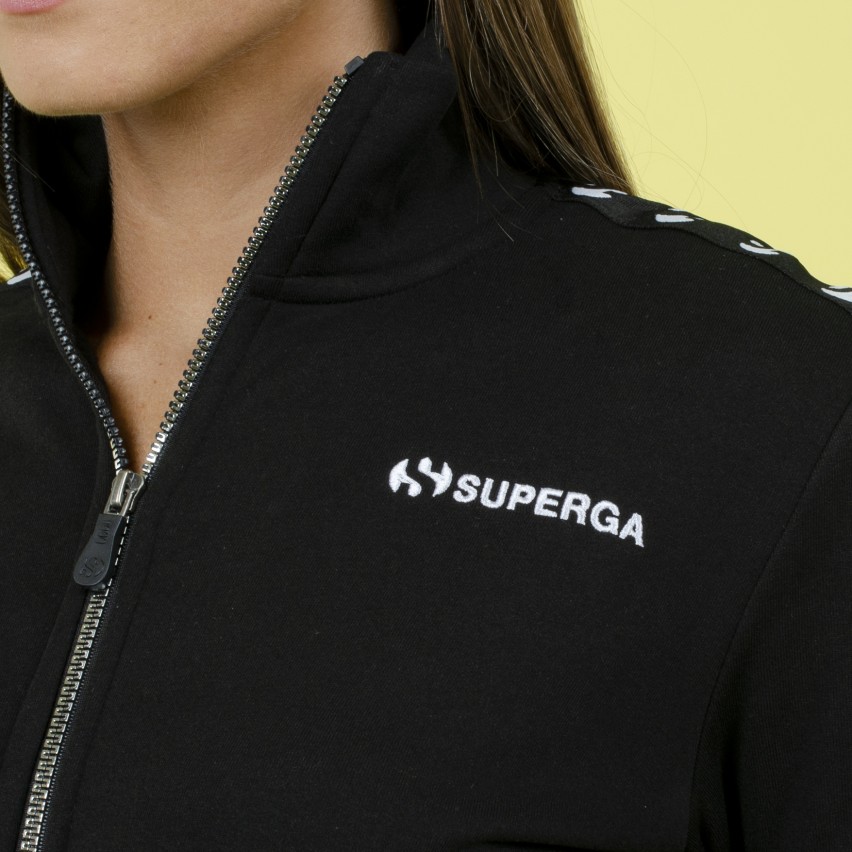 Tuta donna felpata sportiva a collo alto polsini Superga 22407 nero ...