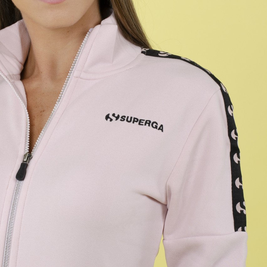 Tuta donna felpata Superga giacca zip e pantalone 22404 rosa | Intimorosa