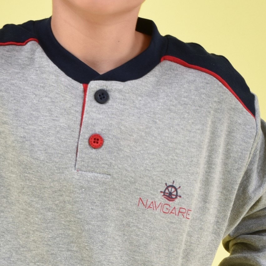 Pigiama bambino ragazzo Navigare B215651 caldo cotone grigio melange ...