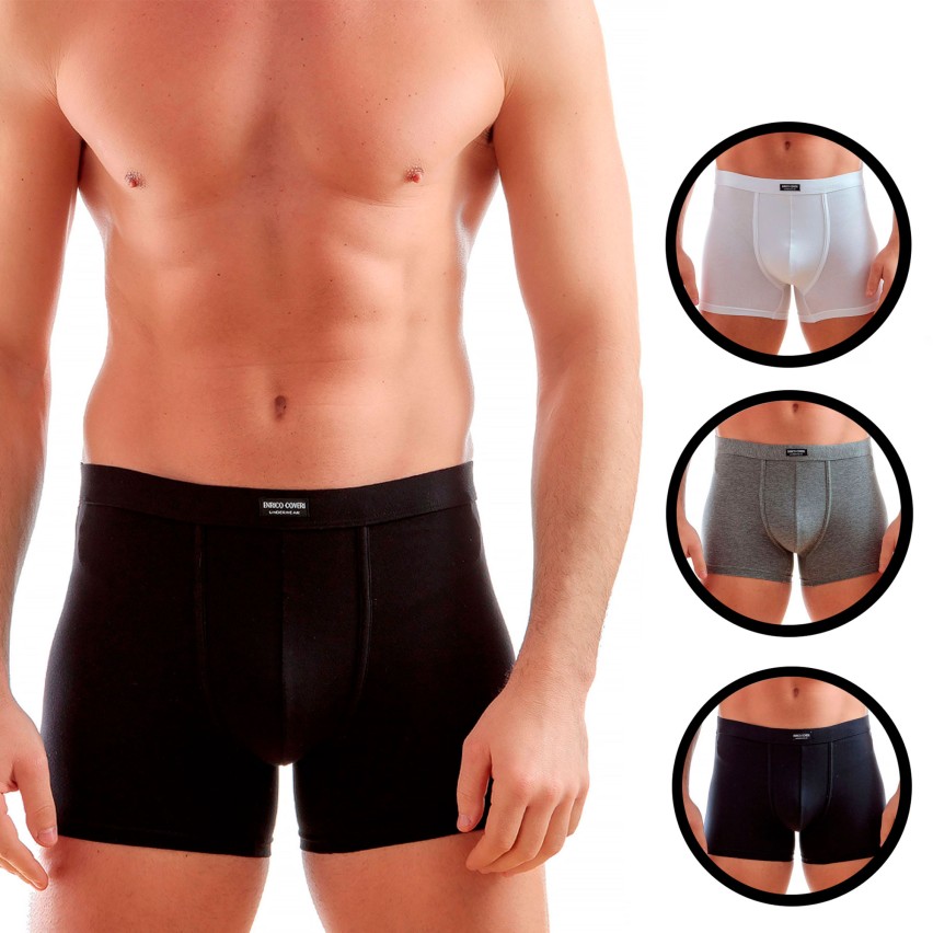 Boxer uomo Enrico coveri eb1002 in cotone bielastico 3 pz | Intimorosa