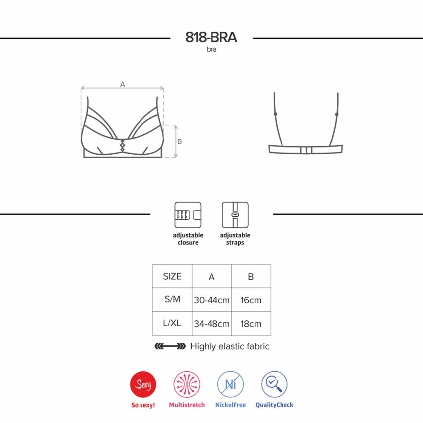 Sexy brassiere Obsessive 818-bra-1 nera con gioiello | Intimorosa