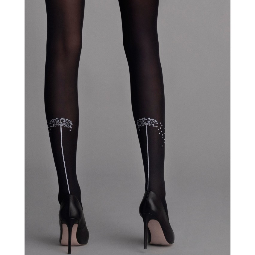 Collant Fiore Dandelion 40 den nero a fantasia bianco | Intimorosa