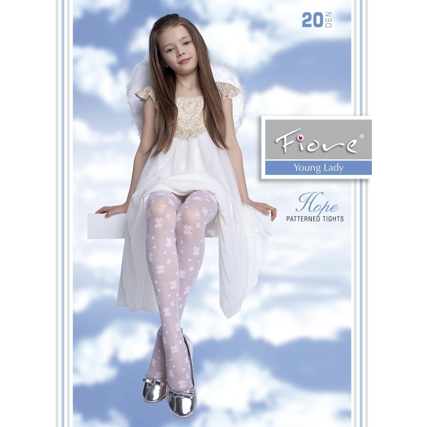 Collant bimba lavorato moda bianco fiori 20 denari Fiore Hope | Intimorosa