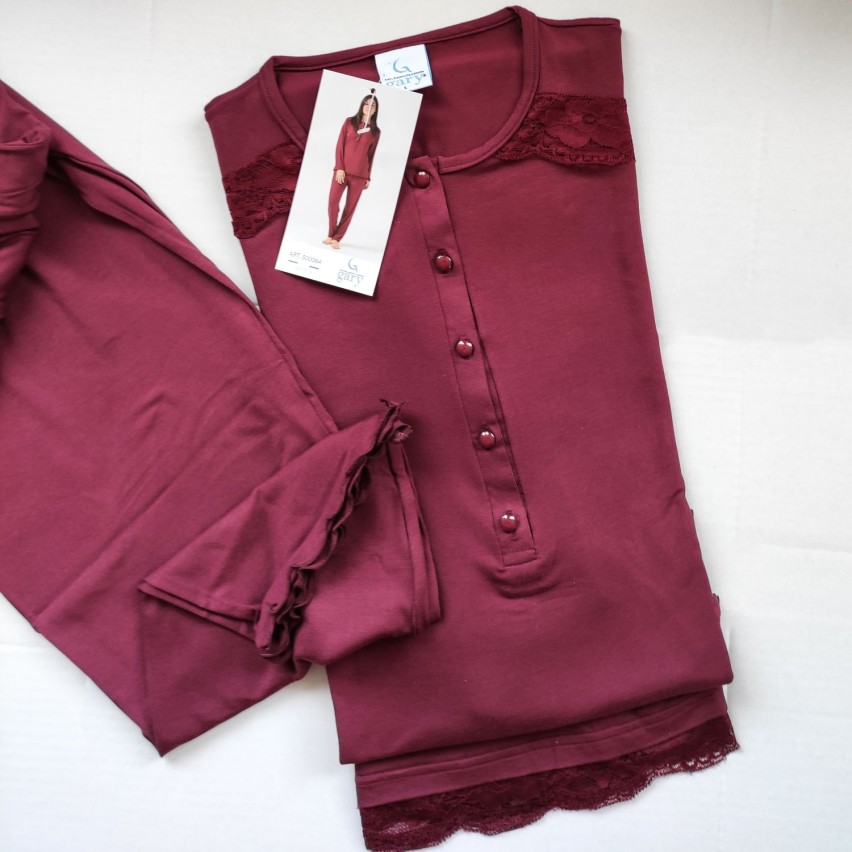 Pigiama donna Gary 500064 in viscosa inserti in pizzo | Intimorosa