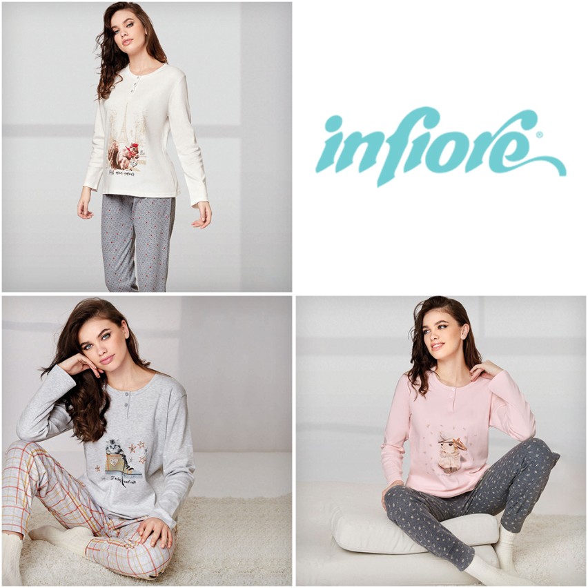 Pigiama donna serafino caldo cotone Infiore SWR1478 | Intimorosa