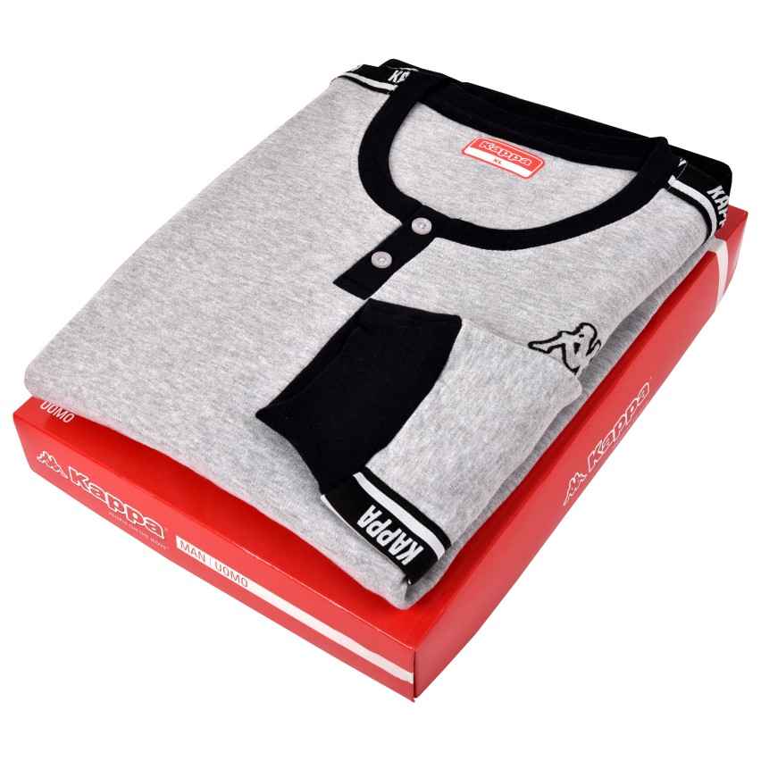 Pigiama Kappa grigio nero interlock caldo 22107 sportivo | Intimorosa