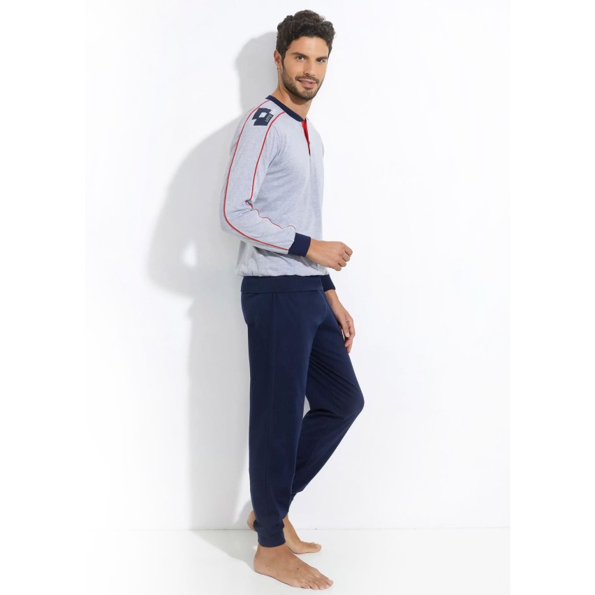 Pigiama uomo cotone leggero sportivo Lotto LP1040 grigio | Intimorosa