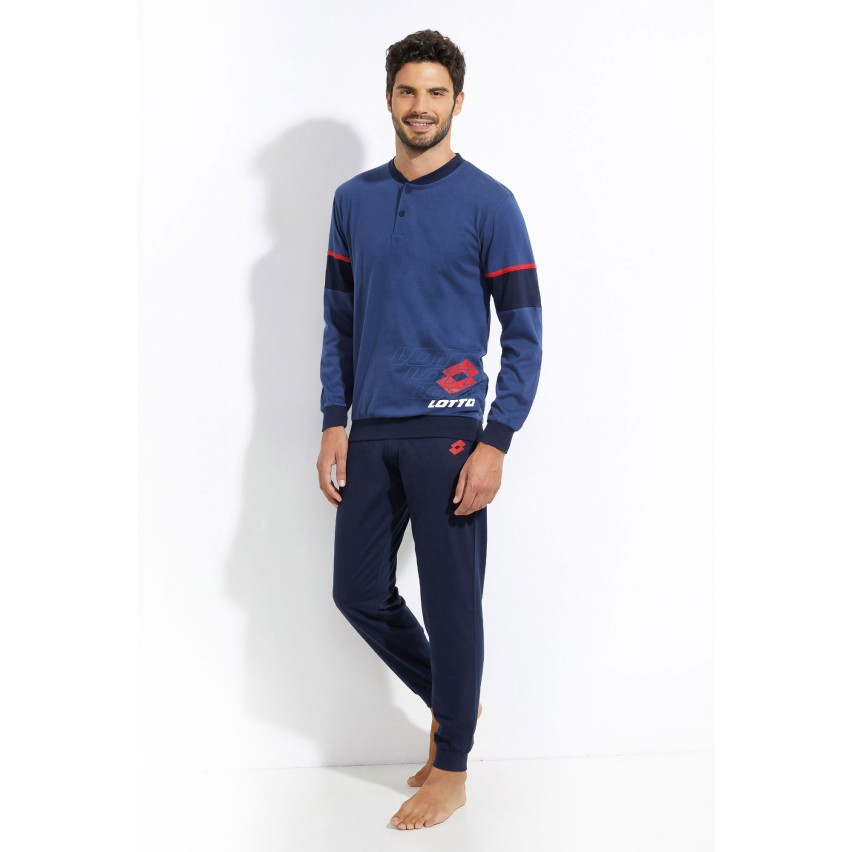 Pigiama uomo cotone leggero Lotto jeans rosso sportivo LP1044 | Intimorosa