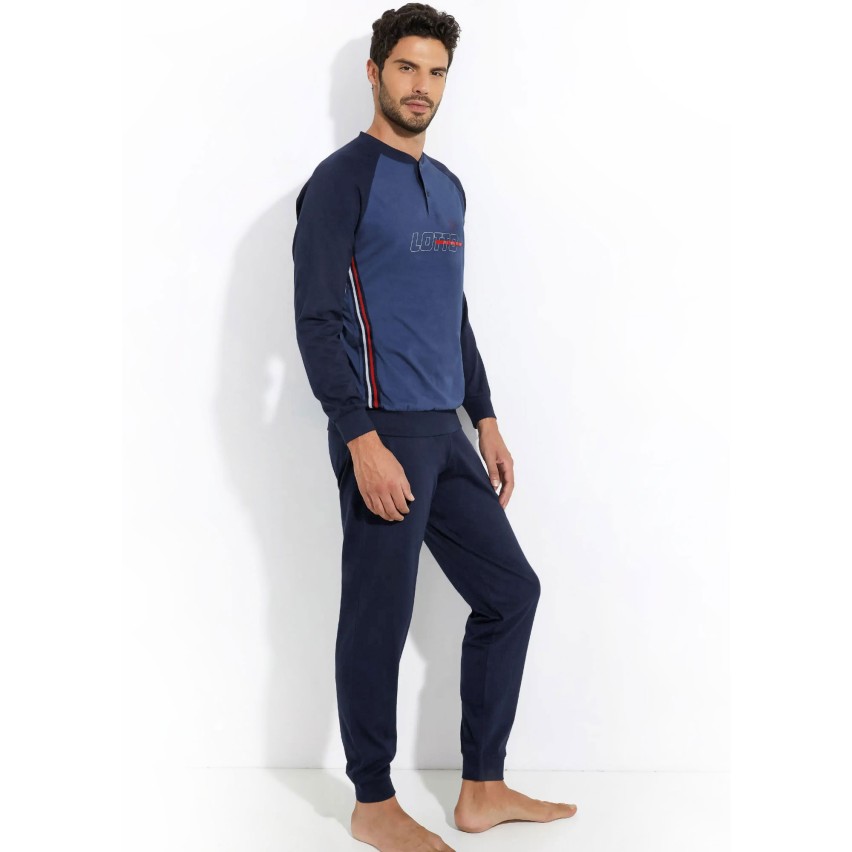 Pigiama uomo sportivo cotone leggero Lotto LP1042 jeans blu | Intimorosa