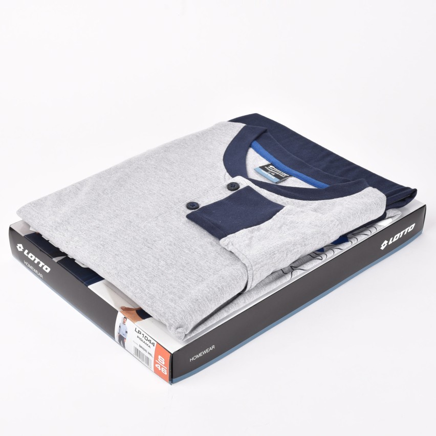 Pigiama uomo cotone leggero Lotto grigio blu sportivo LP1044 | Intimorosa