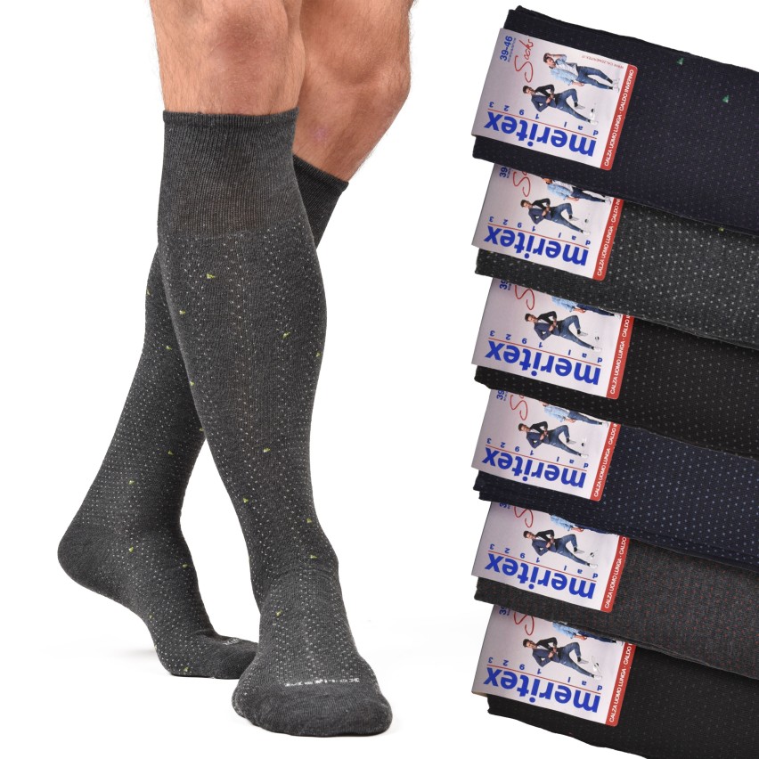 Calze lunghe assortite caldo cotone Meritex 1712 fantasia 6 paia